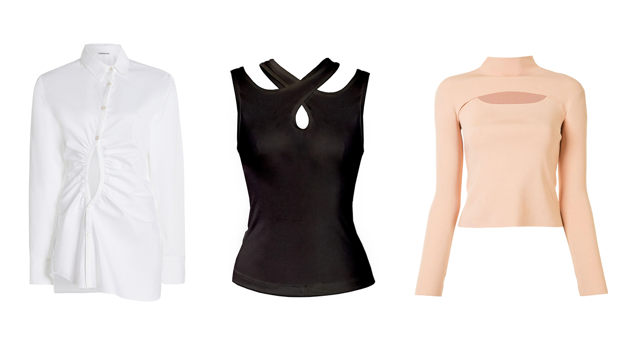 Show a touch of skin with cut-out clothing, this season’s coolest trend
