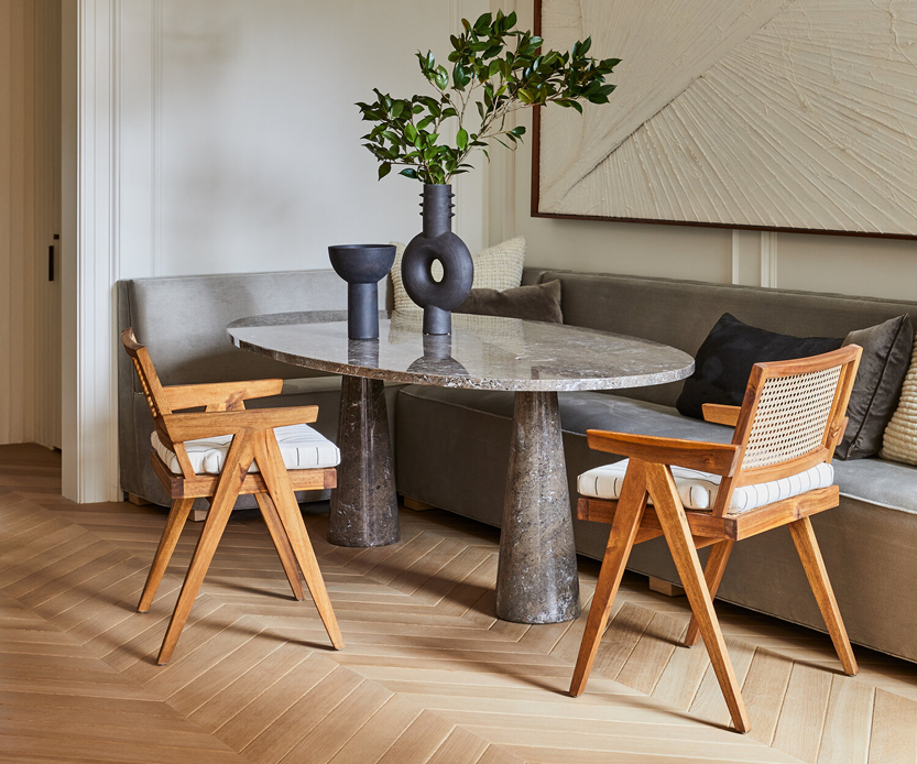 The latest interior trend to try at home is a dining table bench sofa